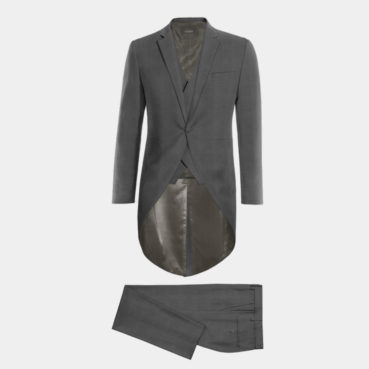 Gray Morning Coat with gray double breasted waistcoat and gray Trousers