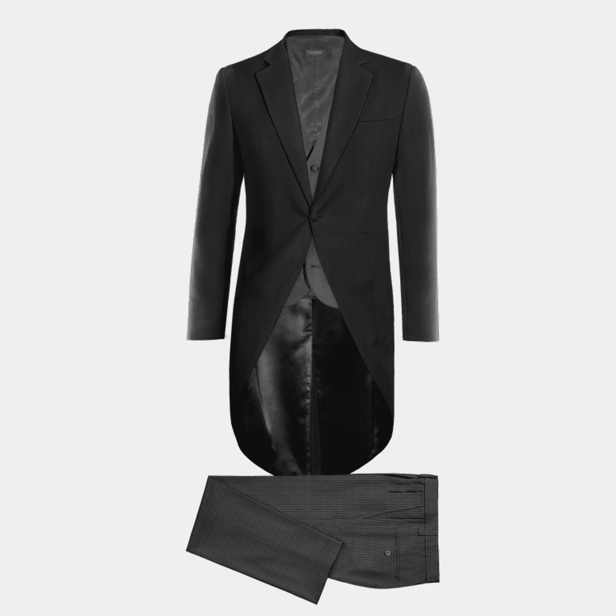 Black Morning dress with gray waistcoat and gray Trousers