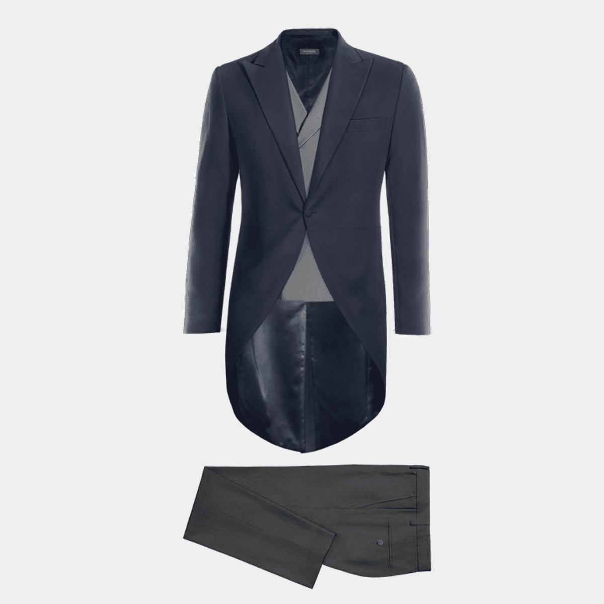 Blue peak lapel Morning Coat with gray peak lapel double breasted ...