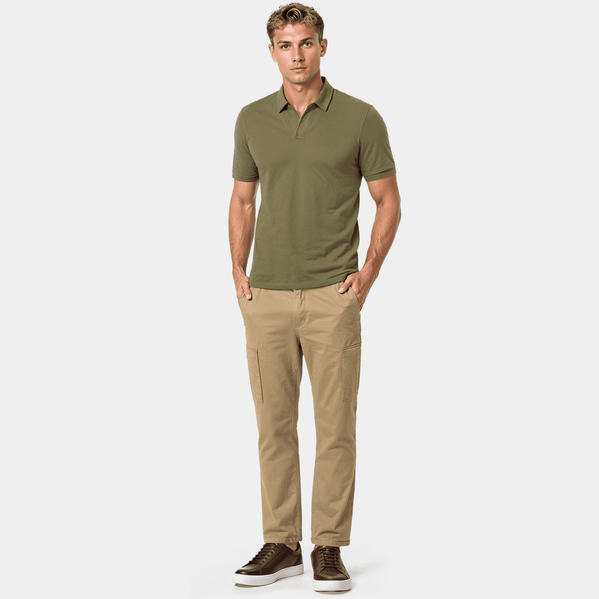 Khaki Brown cargo relaxed Chinos