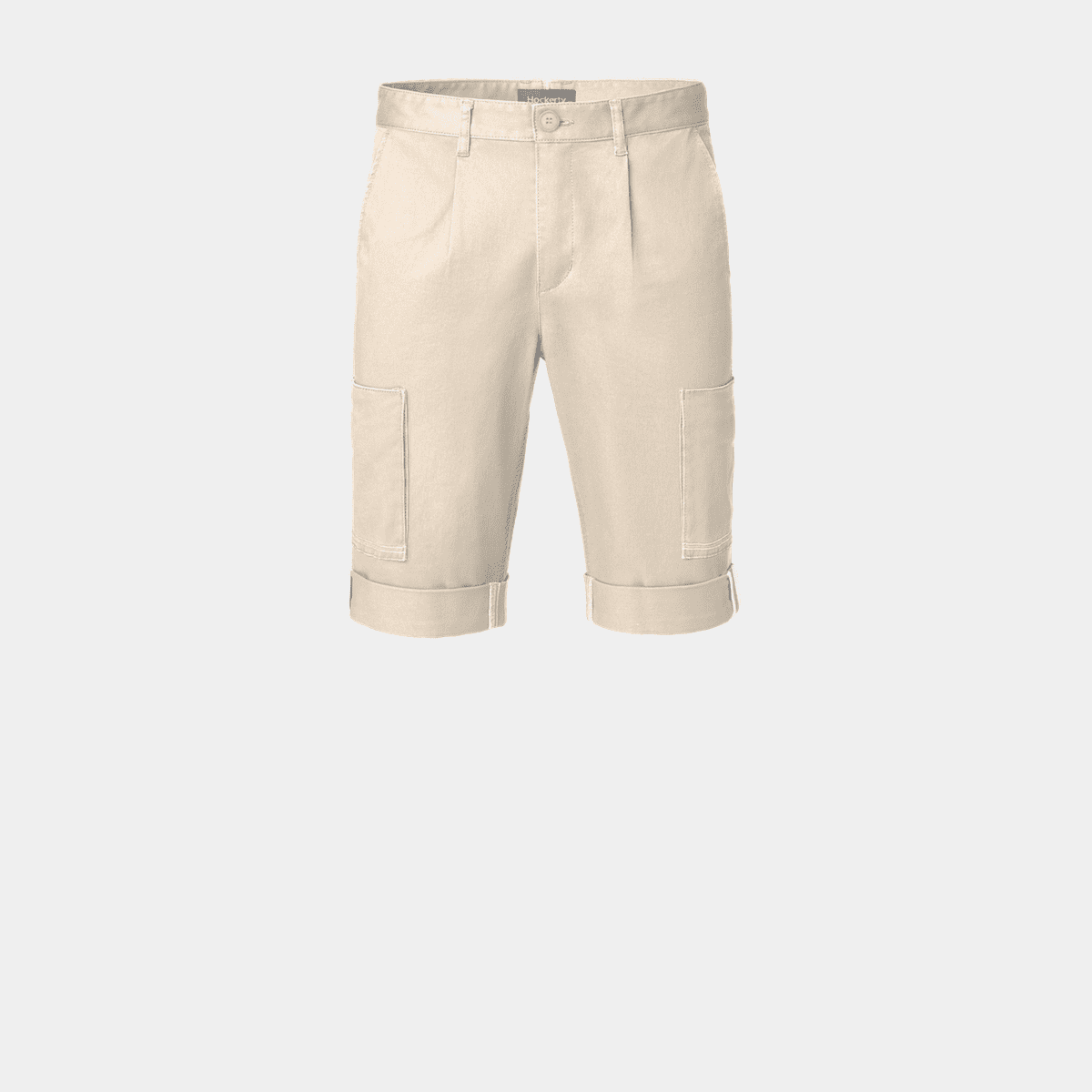 Beige rolled up cargo pleated relaxed Chino Shorts