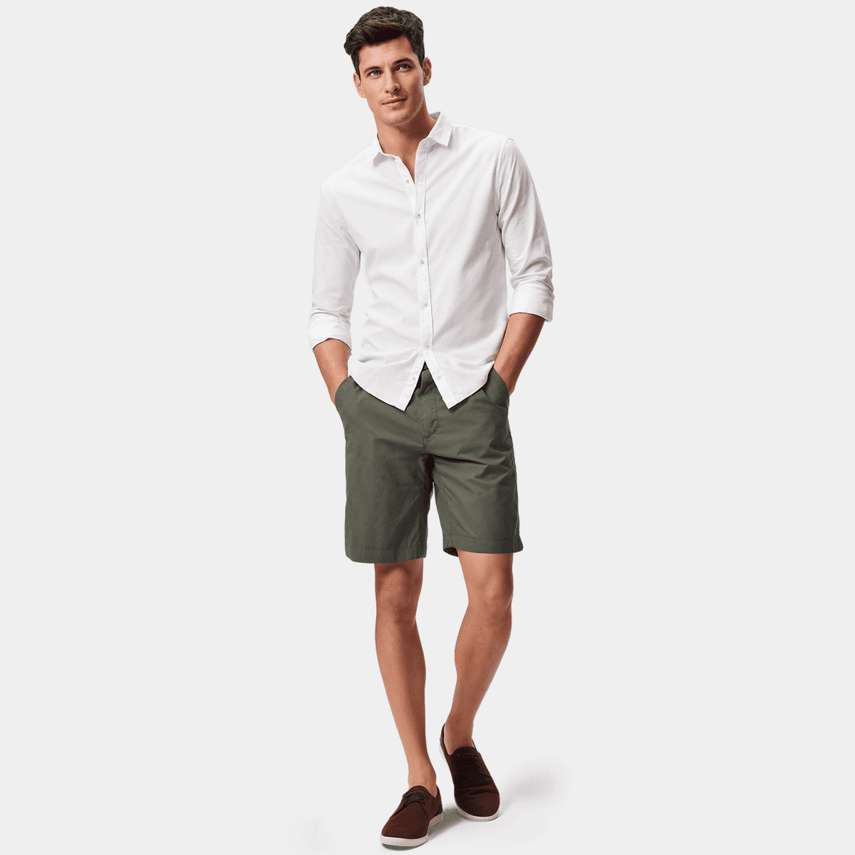 Bermudas verde militar con cordel y bolsillos tejaneros