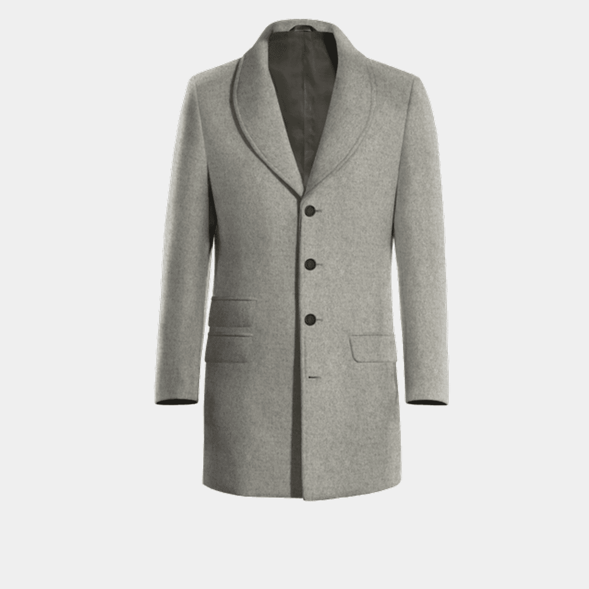 Light Gray melange Coat with round lapels