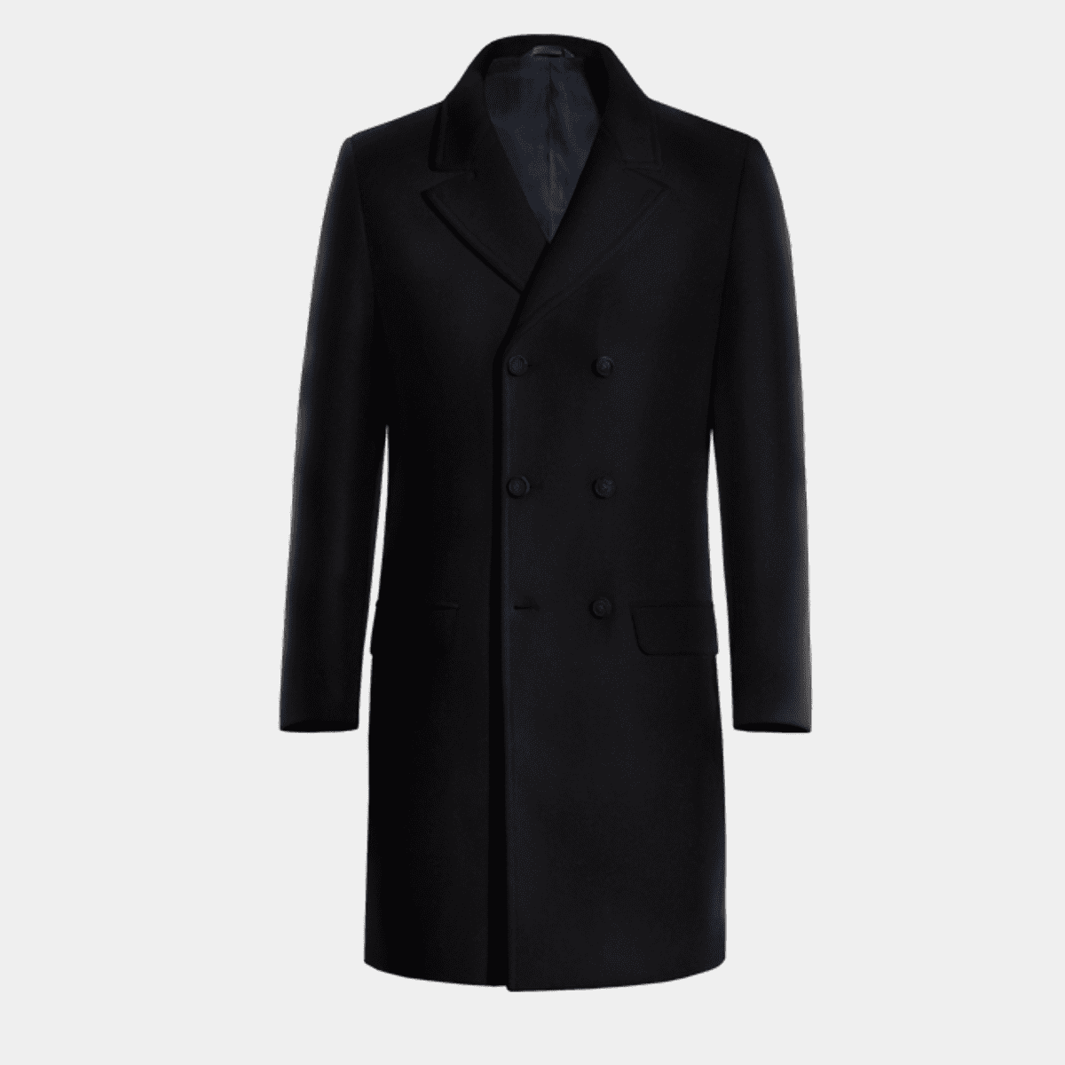 Pure Wool blue long Double breasted overcoat