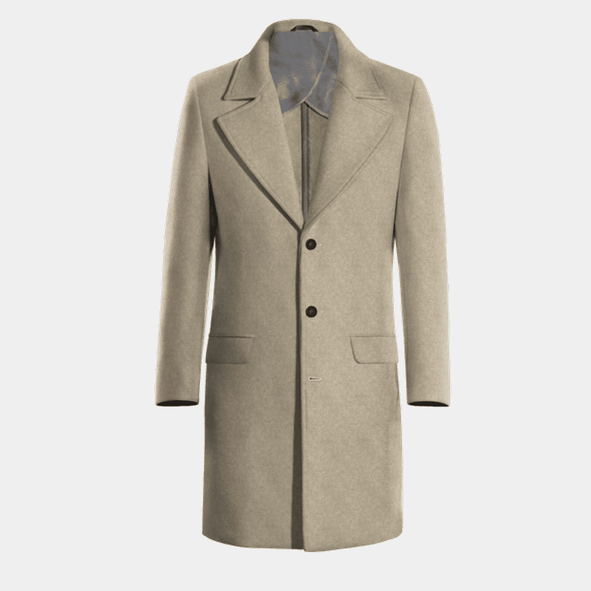 Beige Long Overcoat with contrasted Buttonthreads