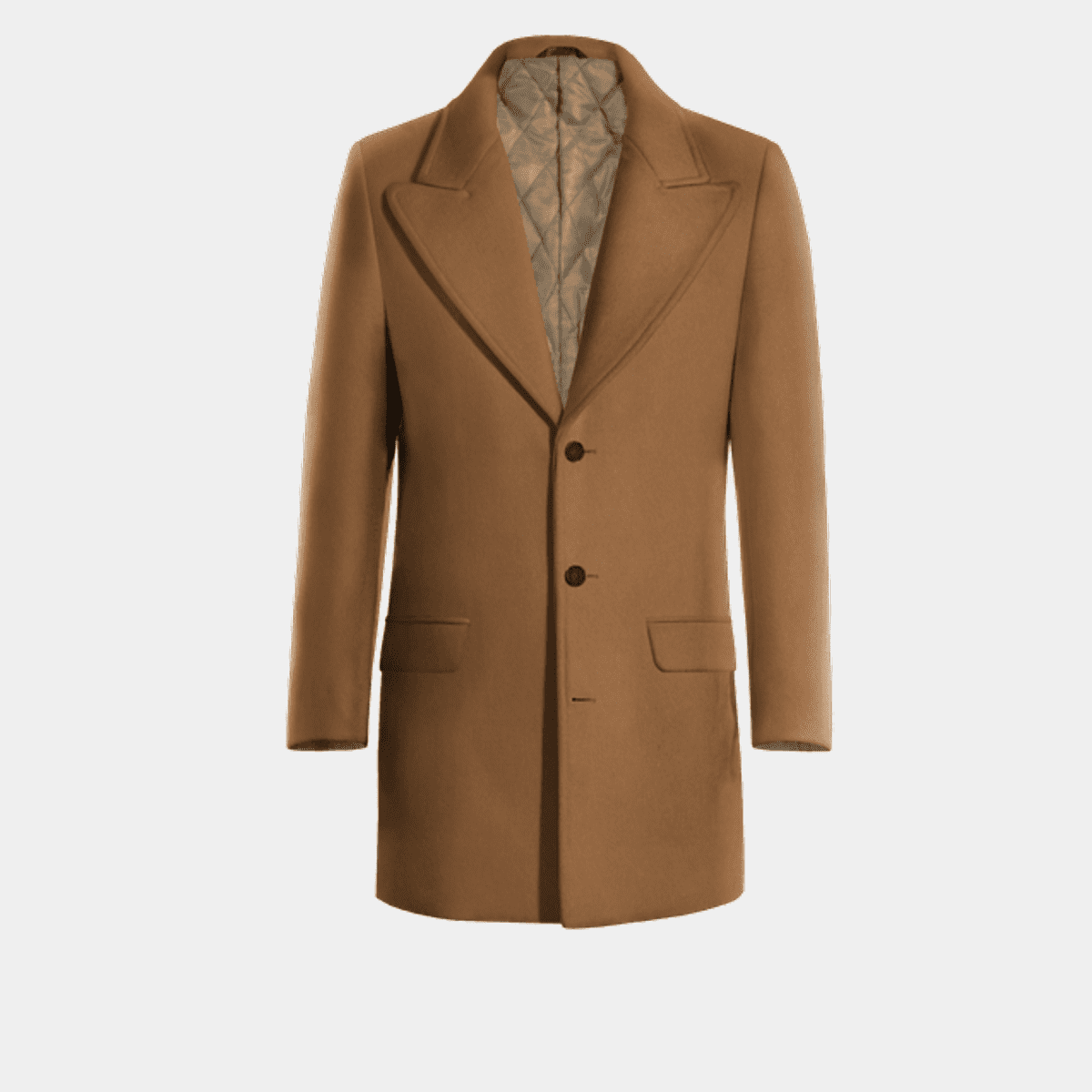 Alpaca camel Coat with wide lapels &padded inner lining & beige lining