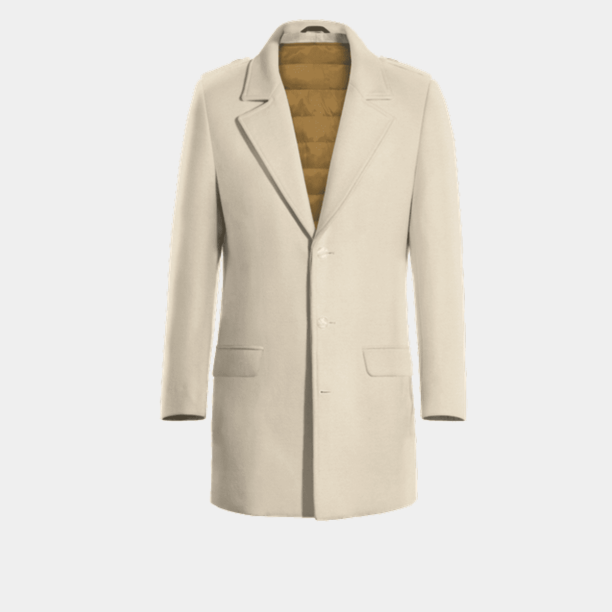 Beige short Coat }with detachable feather inner lining& epaulettes ...