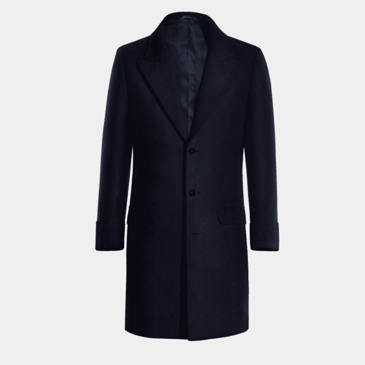 Navy Blue long Overcoat with peak lapels