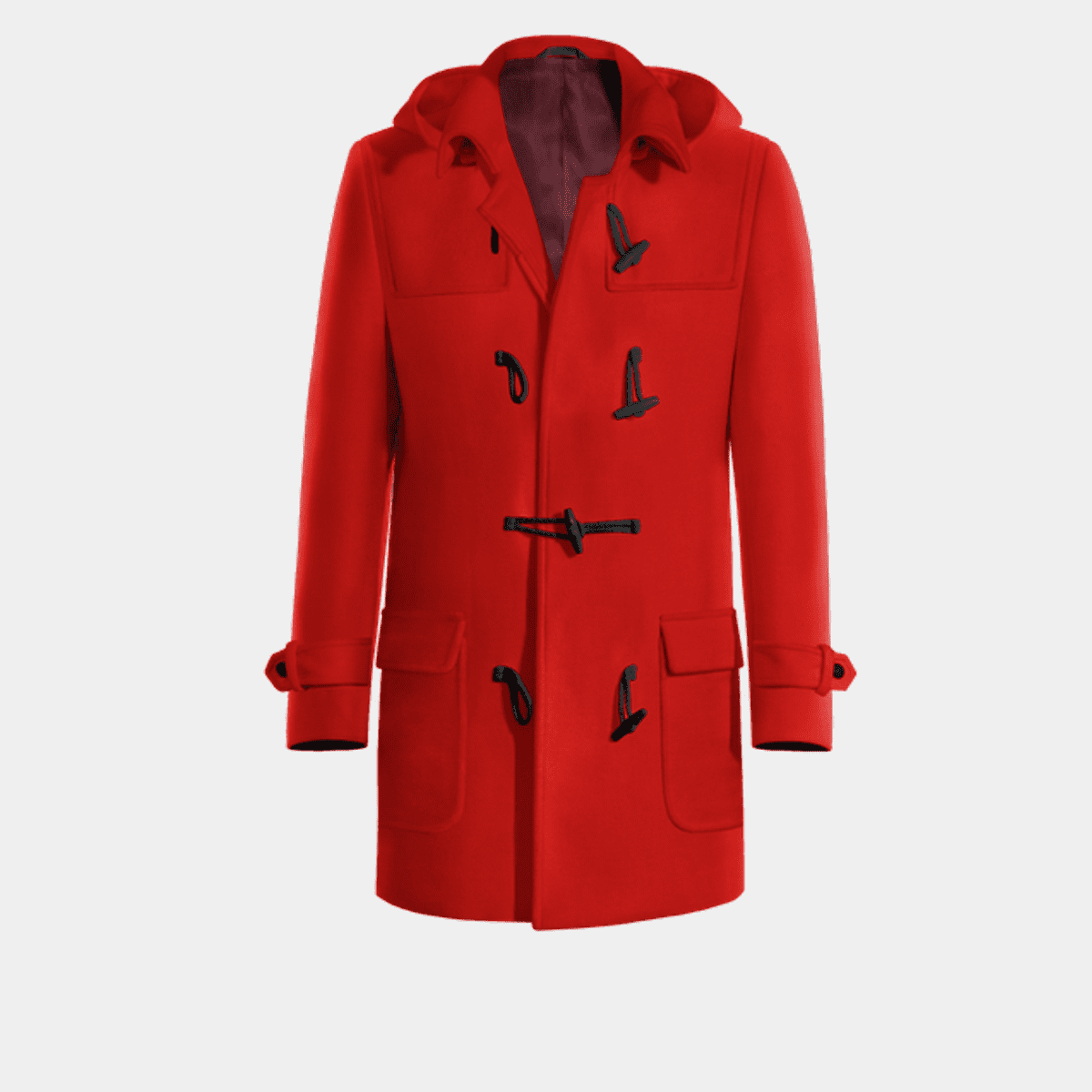 Intense Red Toggle coat with sleeve straps