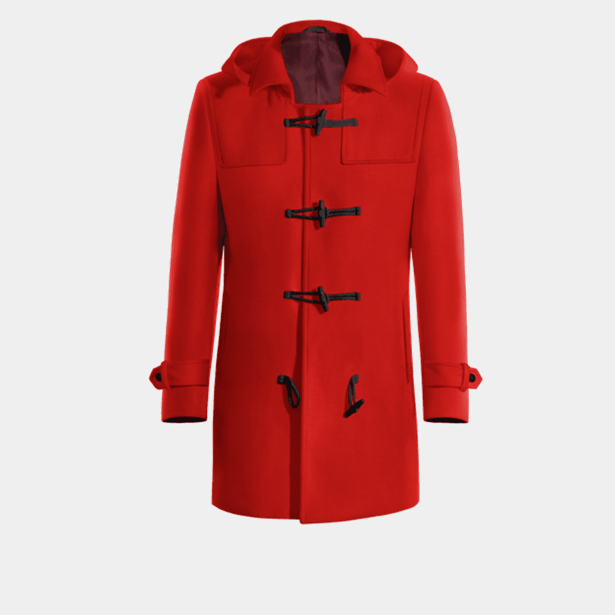 Duffle coat Rouge intense avec sangles aux poignets