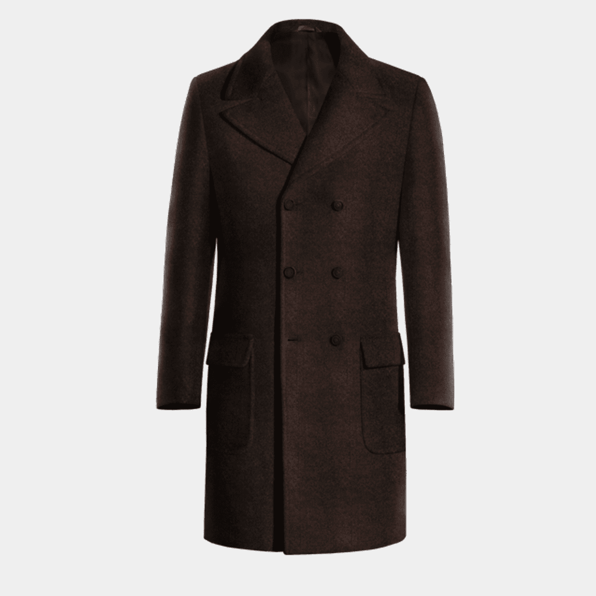 Burgundy melange long Double-Breasted Coat with black lining