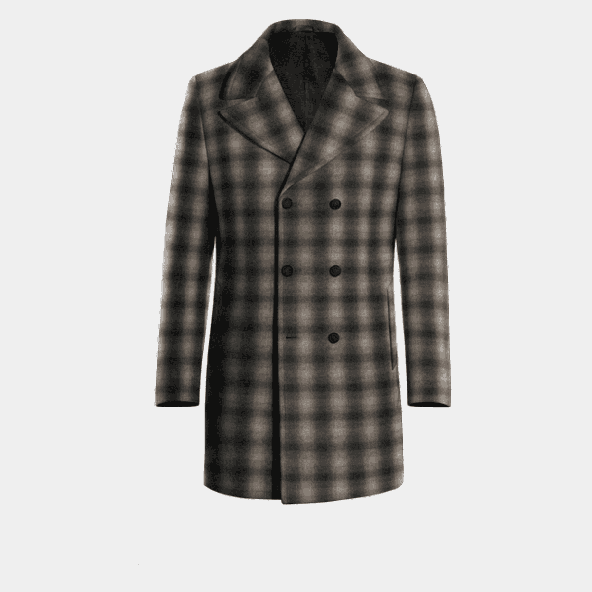 Checkered beige Double-Breasted Coat with black lining