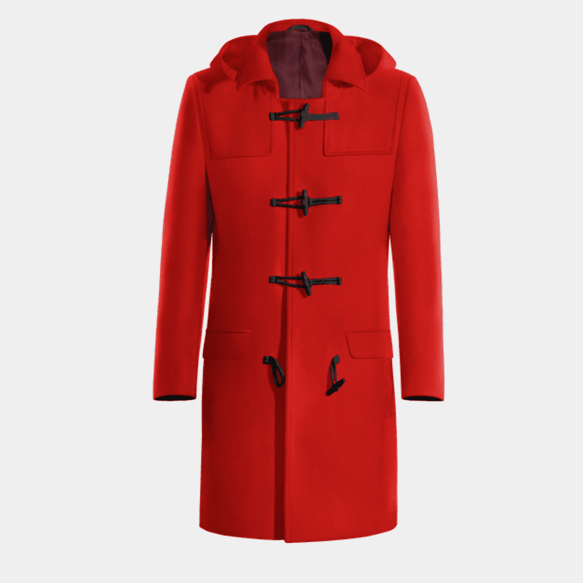 Intense Red long Duffle coat