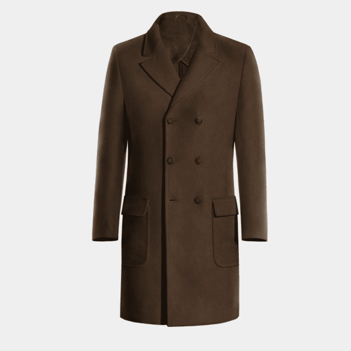Brown long unlined Double-Breasted Coat