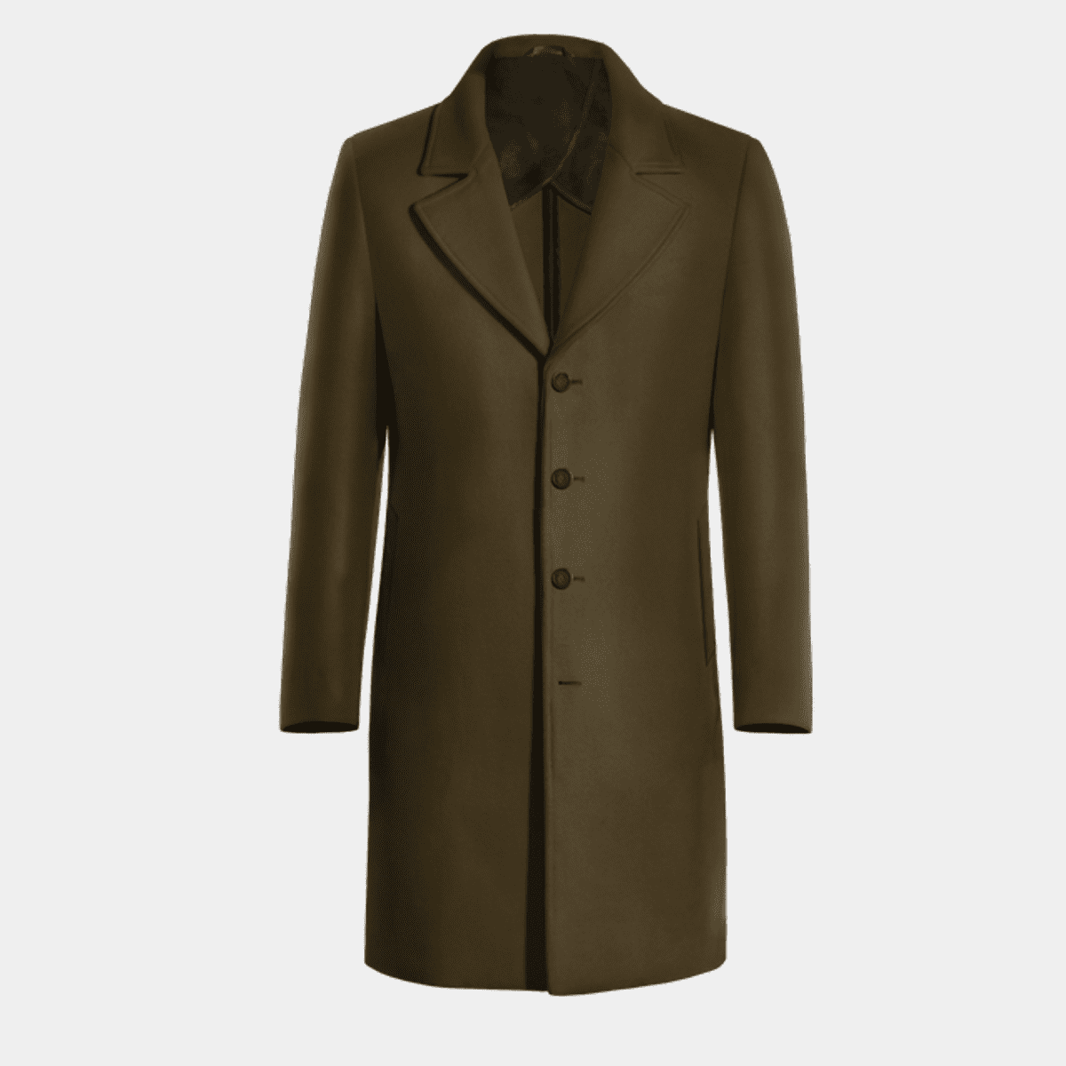 Pure Wool Army Green long unlined Coat with black lining