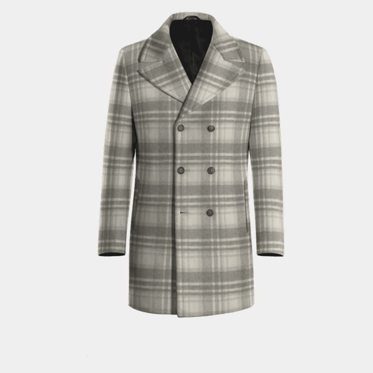 Checkered beige Double breasted overcoat