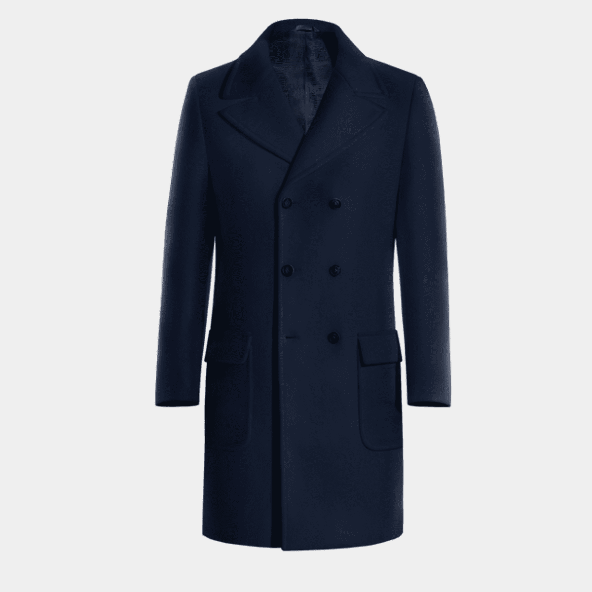 Navy Blue long Double-Breasted Coat