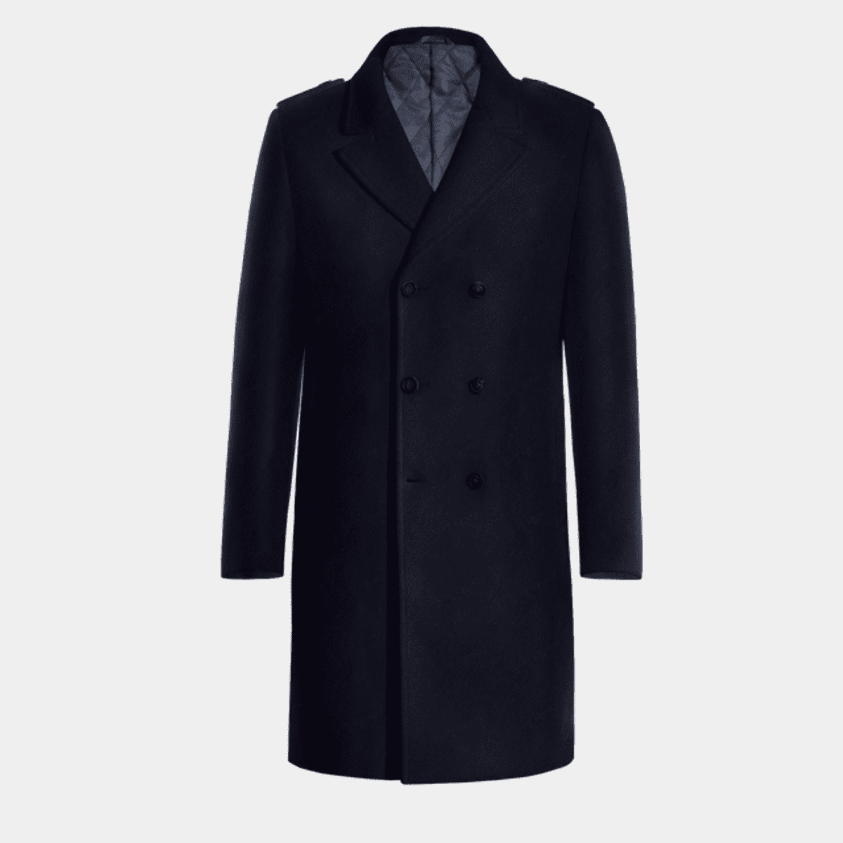 Navy Blue long Double Breasted Coat with epaulettes
