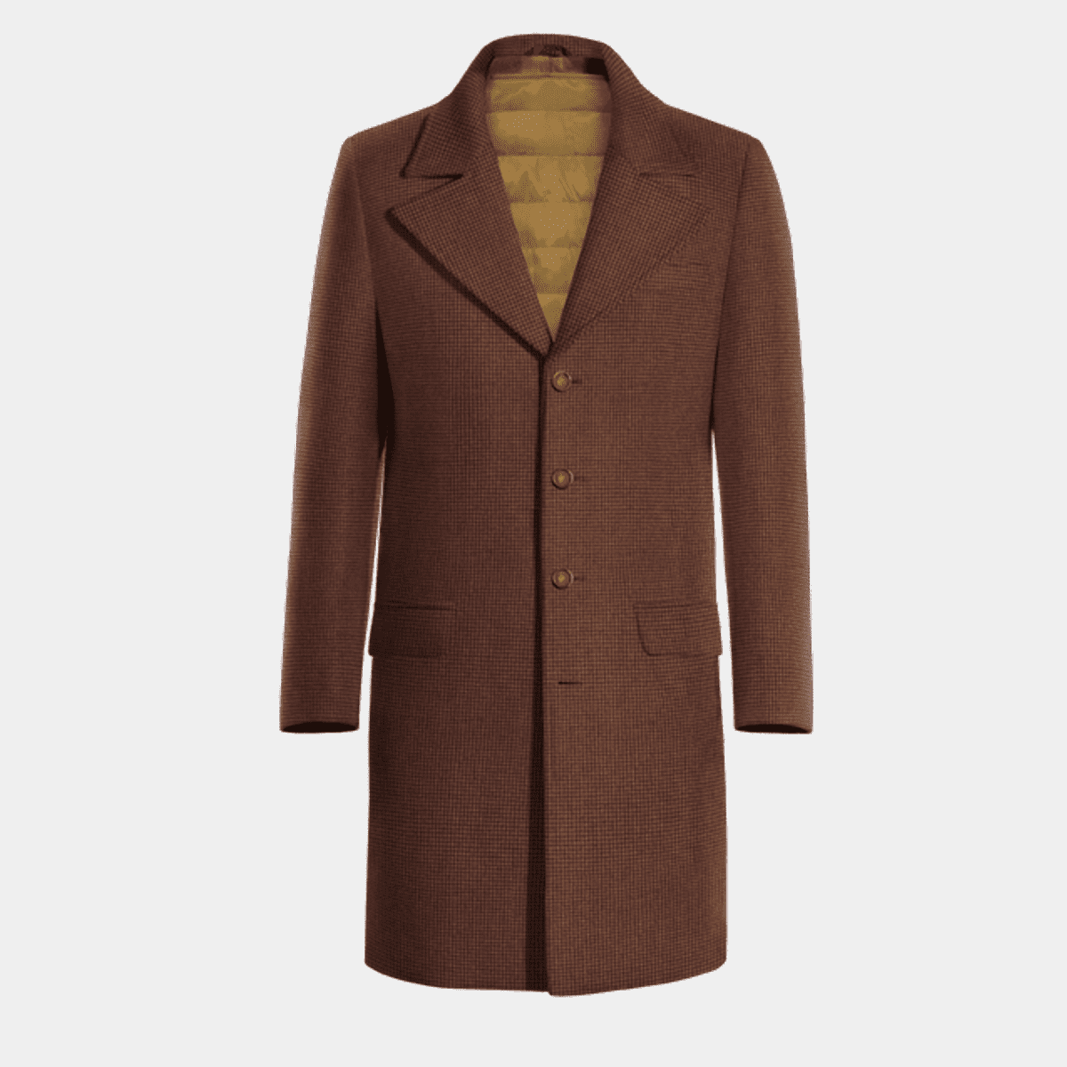 Manteau masculin long marron avec les fils contrastés
