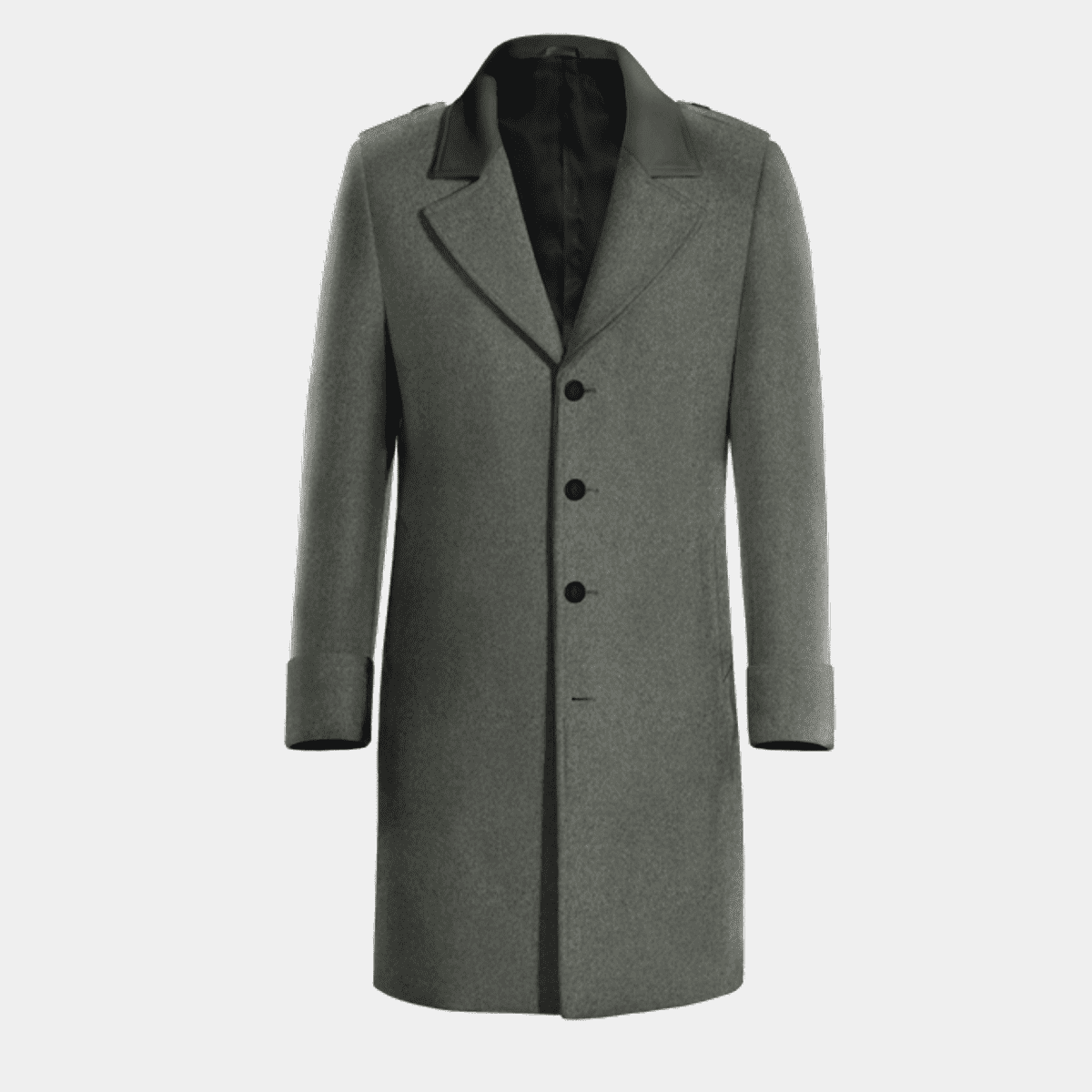 100% Wool Iron gray melange long Overcoat with elbow patches