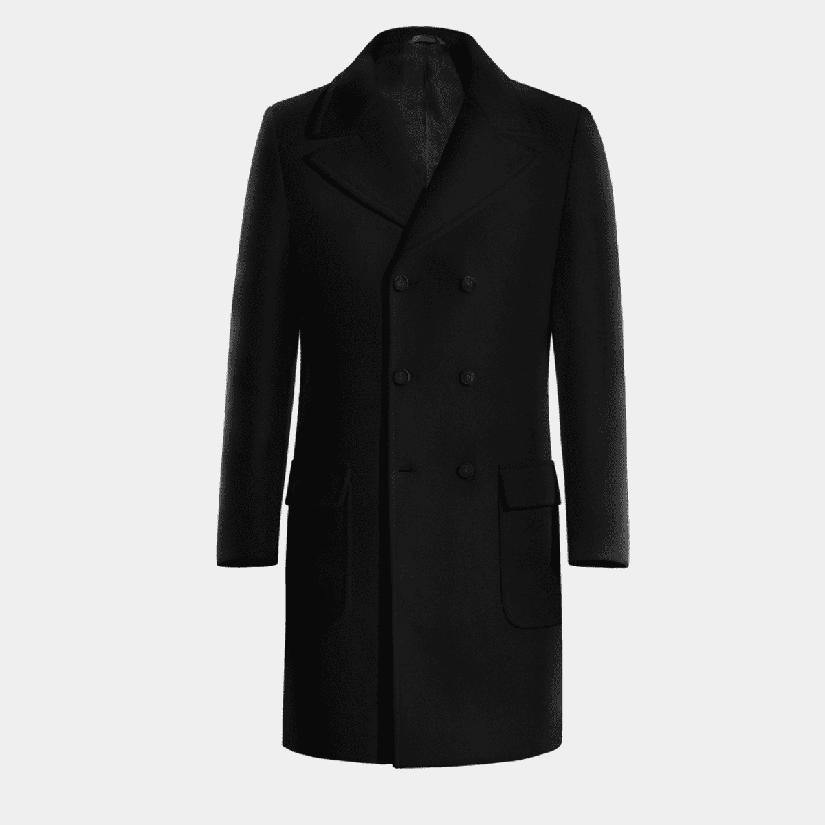 Black Long Double-Breasted Coat £199 | Hockerty