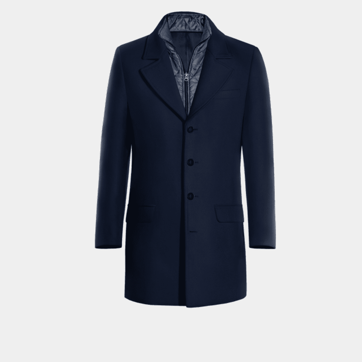 Navy Blue Overcoat with removable padded piece