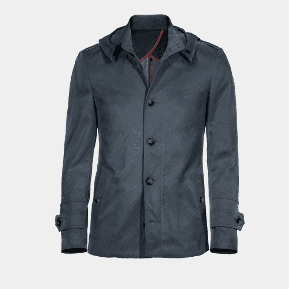 Unlined blue Field jacket with detachable hood