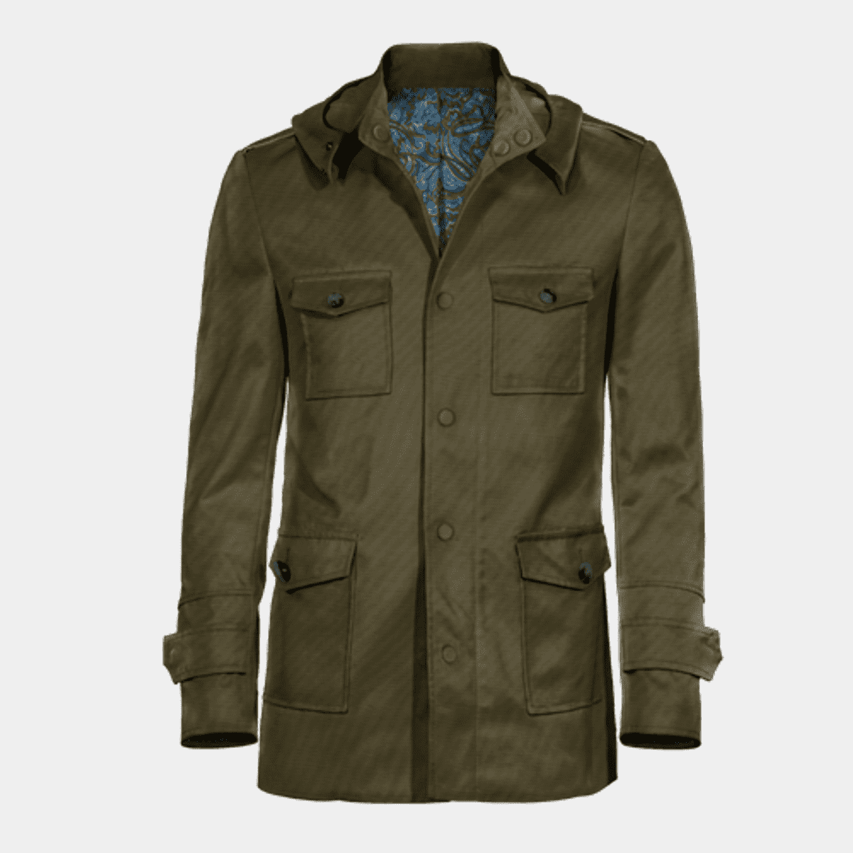 Army Green Field jacket with detachable hood