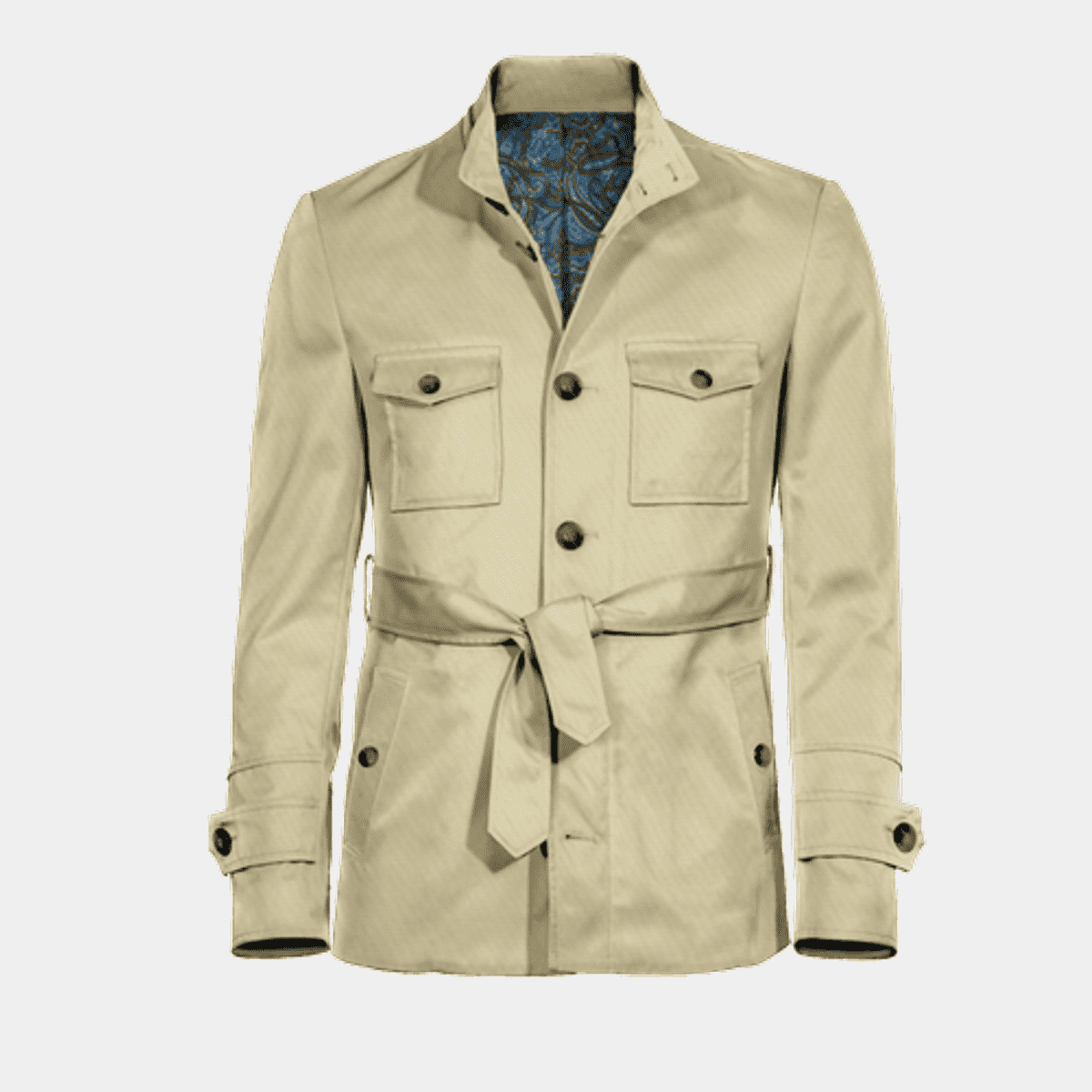 Beige Field jacket with hidden hood