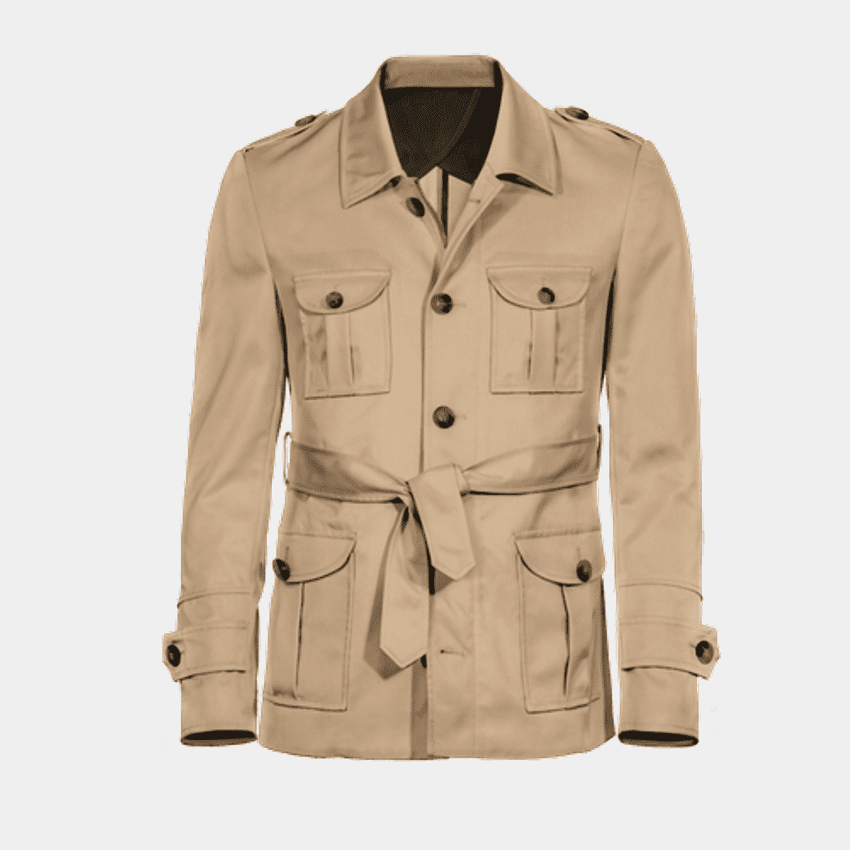 Lightweight camel Field jacket with belt