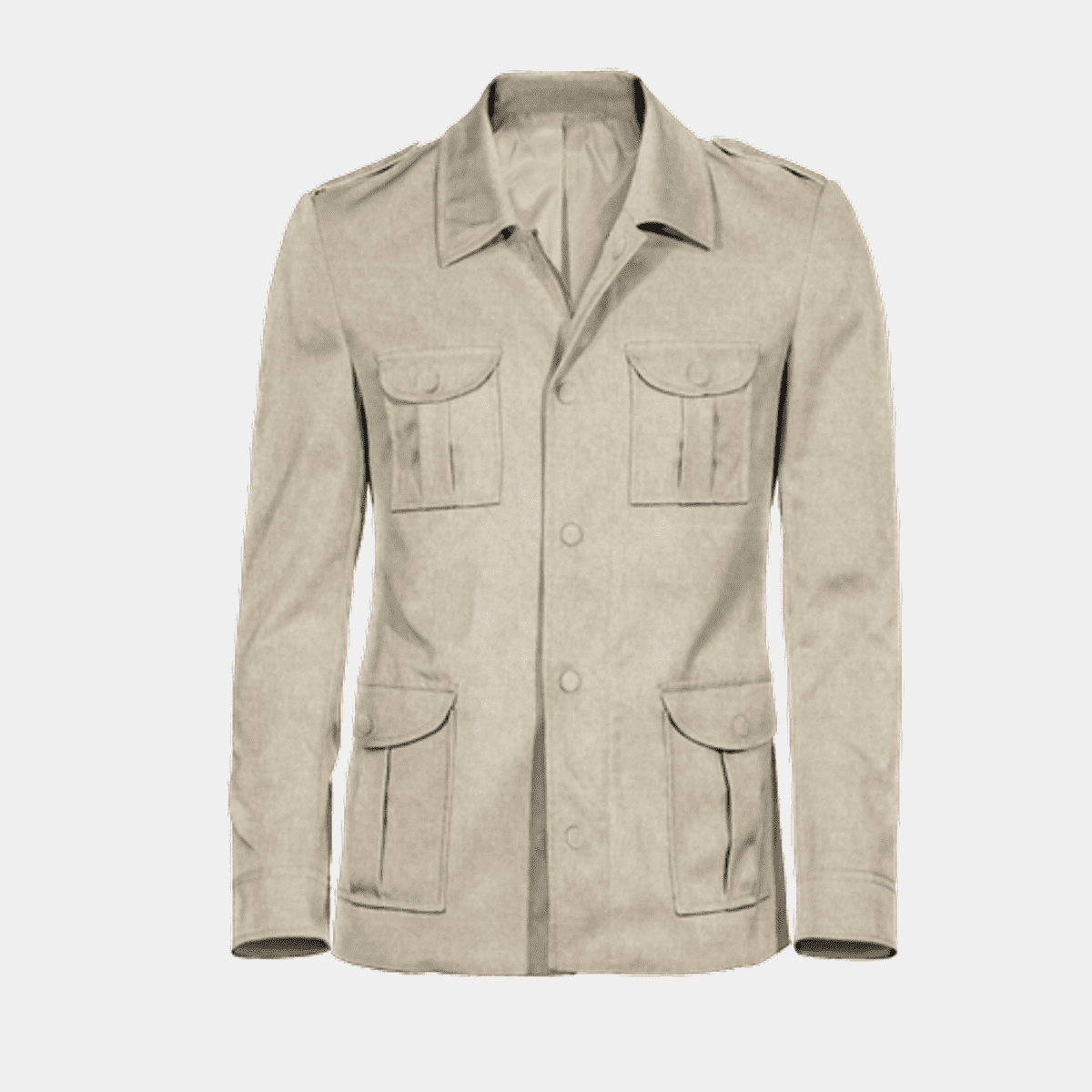 Snap beige linen Field jacket with epaulettes