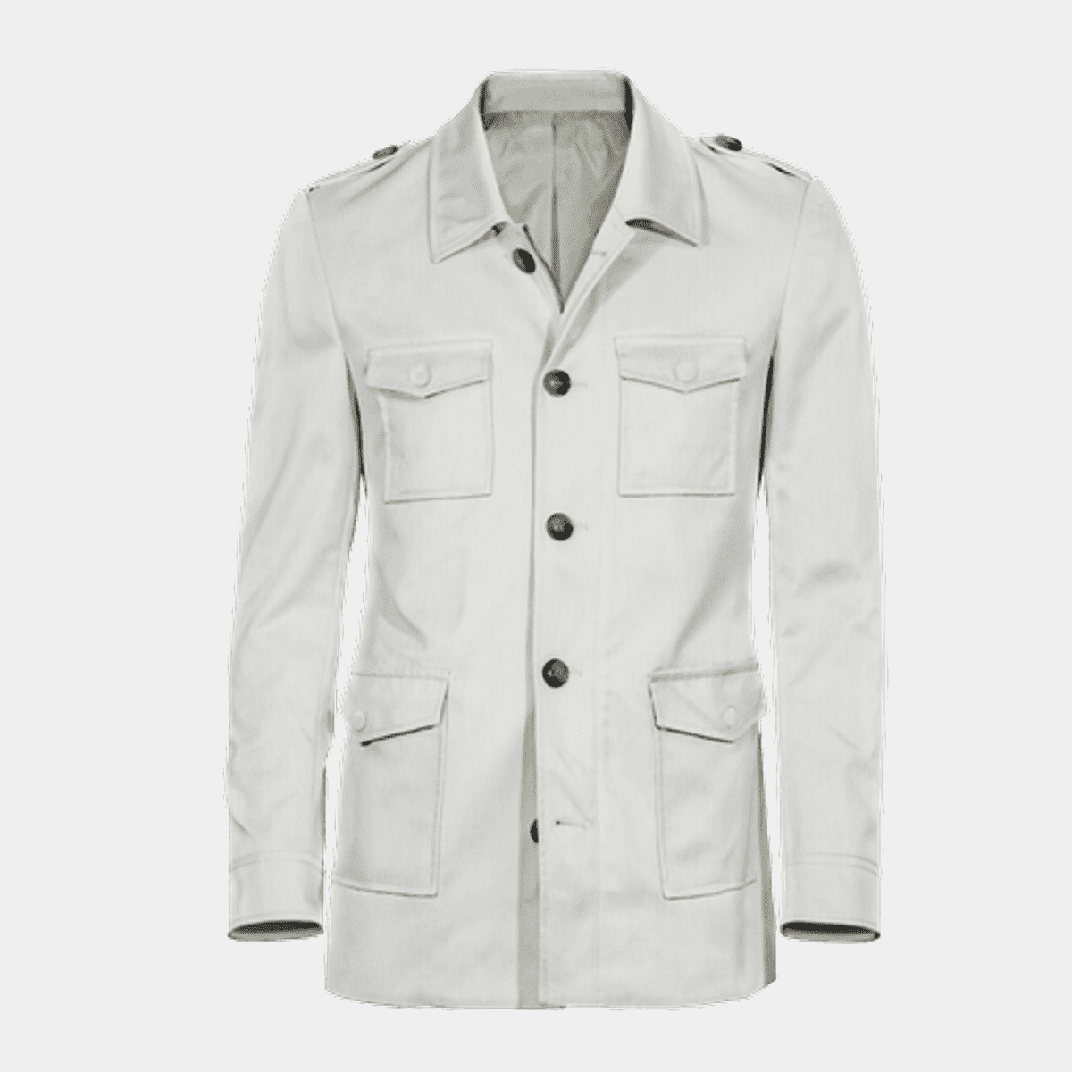 Ivory linen Field jacket with epaulettes