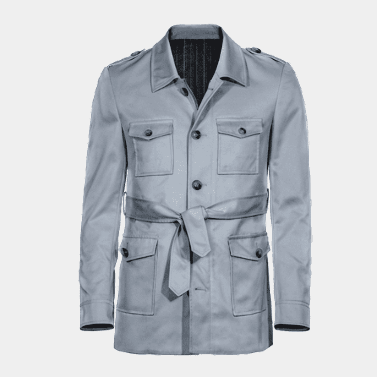 Collared grey Field jacket with belt