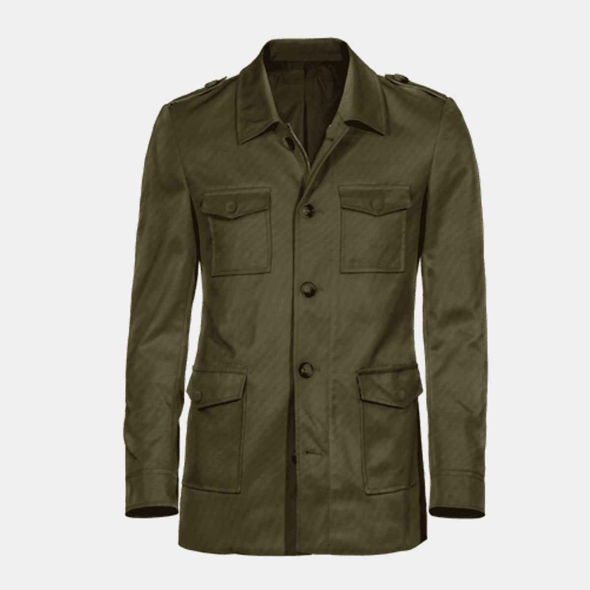 Collared Army Green Field jacket with epaulettes