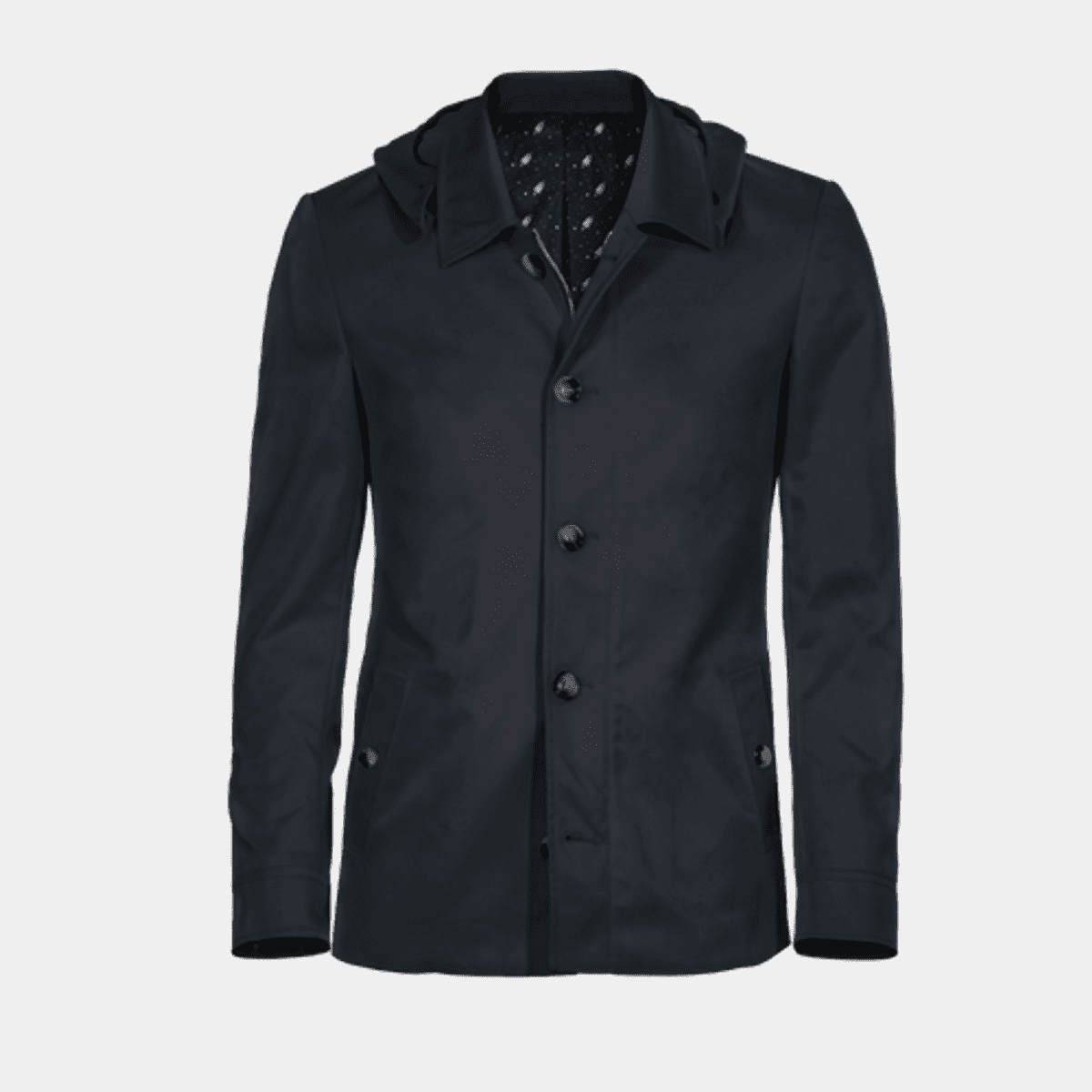 Collared Navy Blue Field jacket with detachable hood