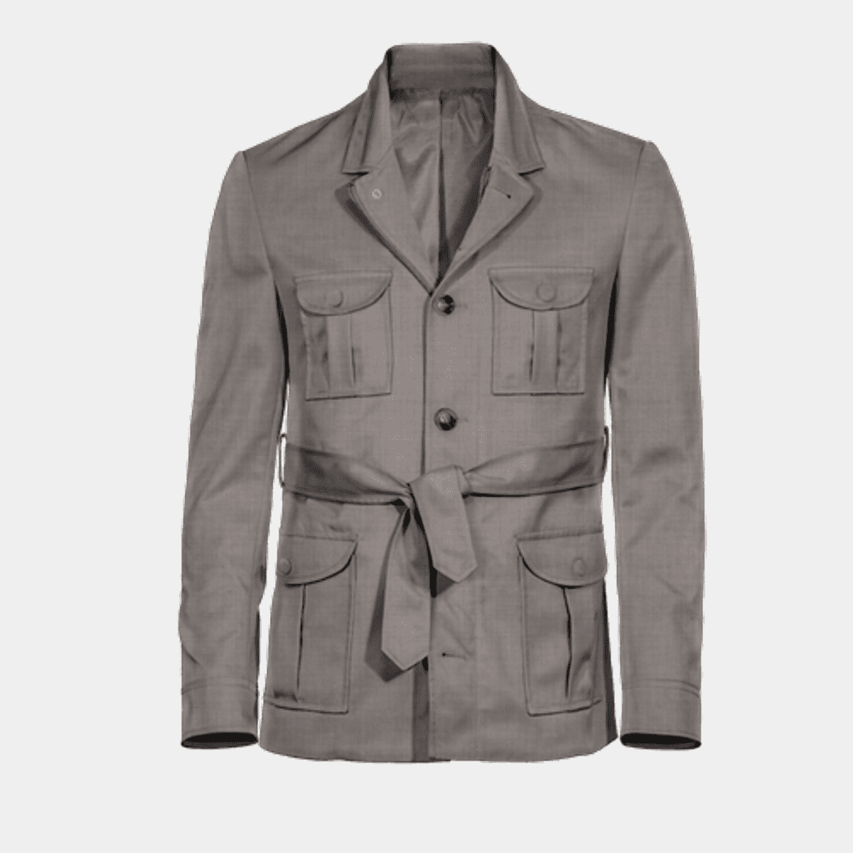 Lapeled Light Grey military jacket with belt