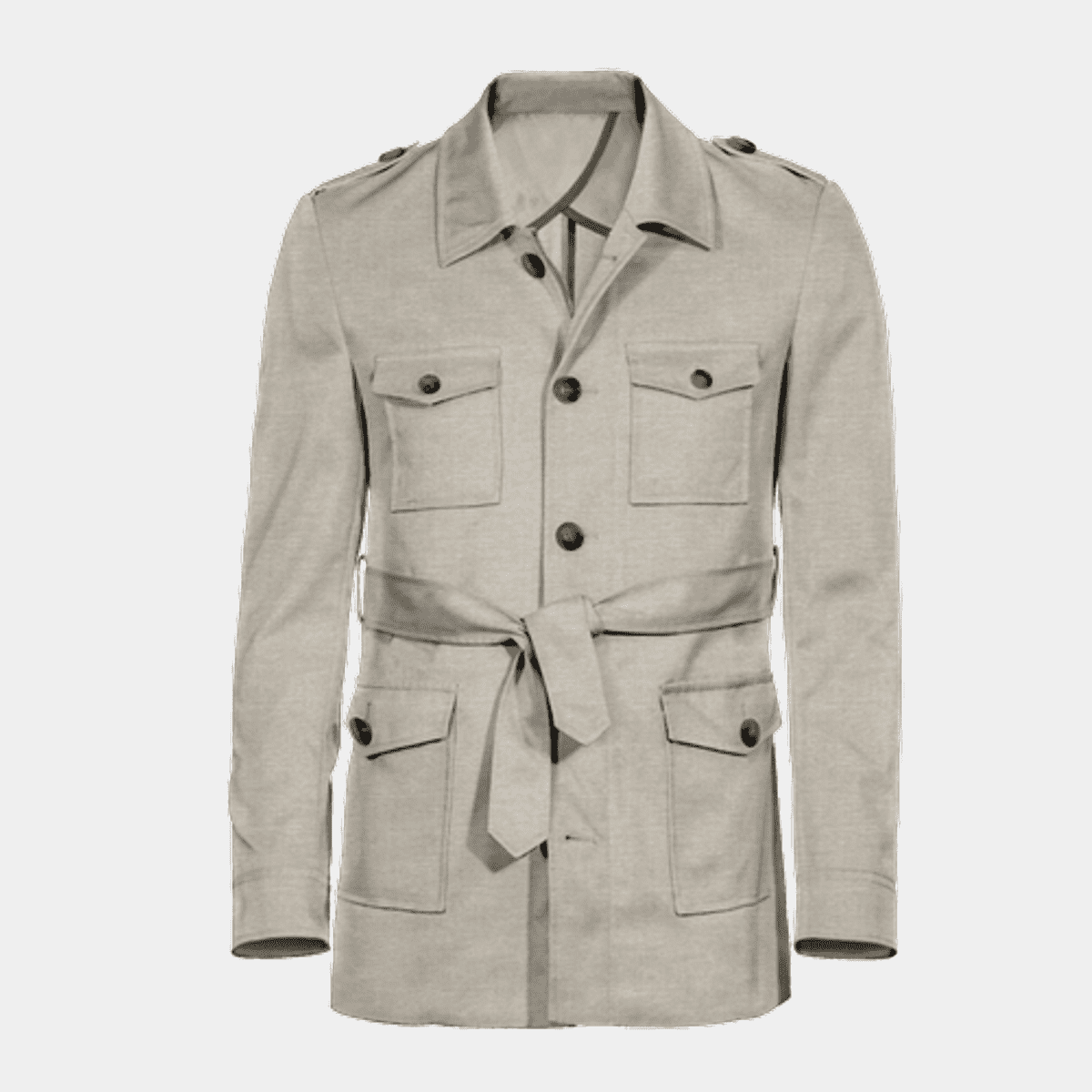 Lightweight Collared beige Field jacket with belt
