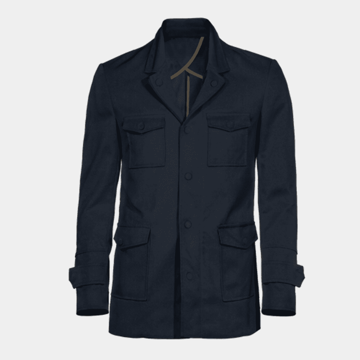 Unlined Lapeled blue cotton Field jacket