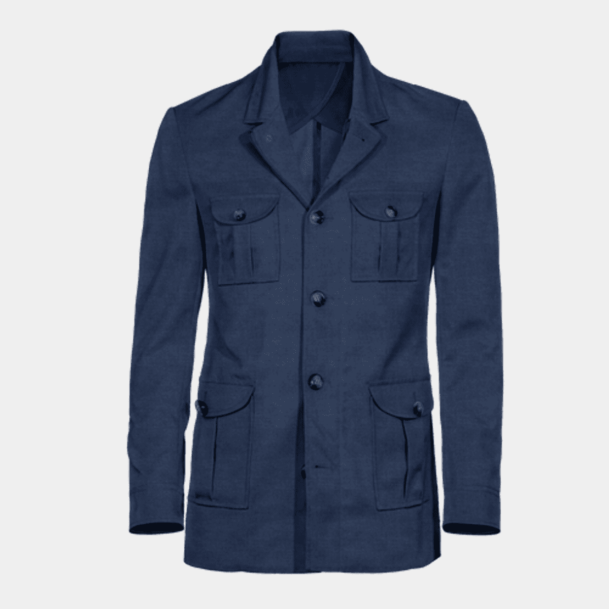 Lightweight Lapeled Navy Blue linen Field jacket