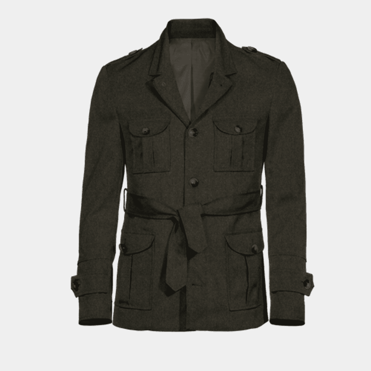 Lapeled gray Field jacket with belt