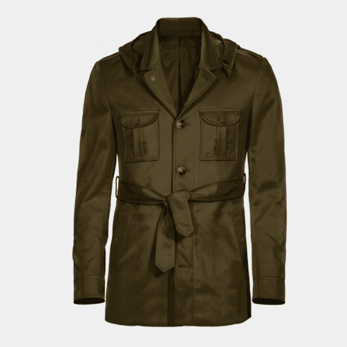 Veste saharienne verte à revers avec capuche
