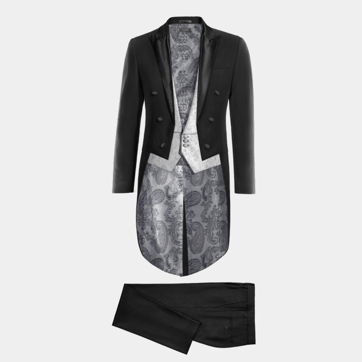 Queue de pie noir avec gilet gris