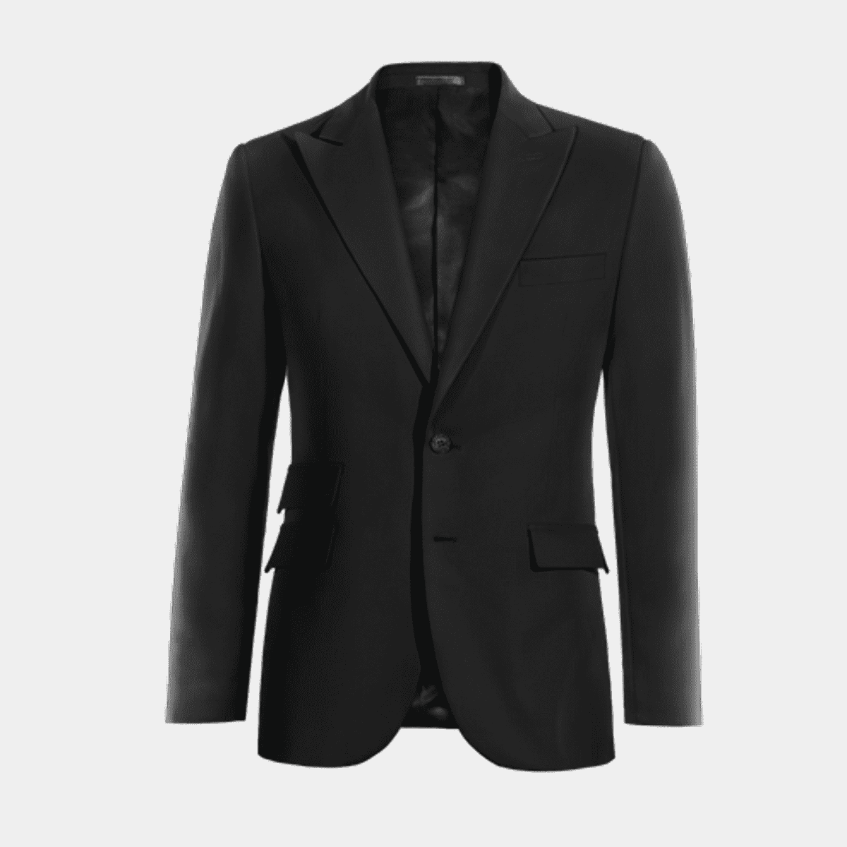 Black super 100s Pure wool peak lapel Jacket