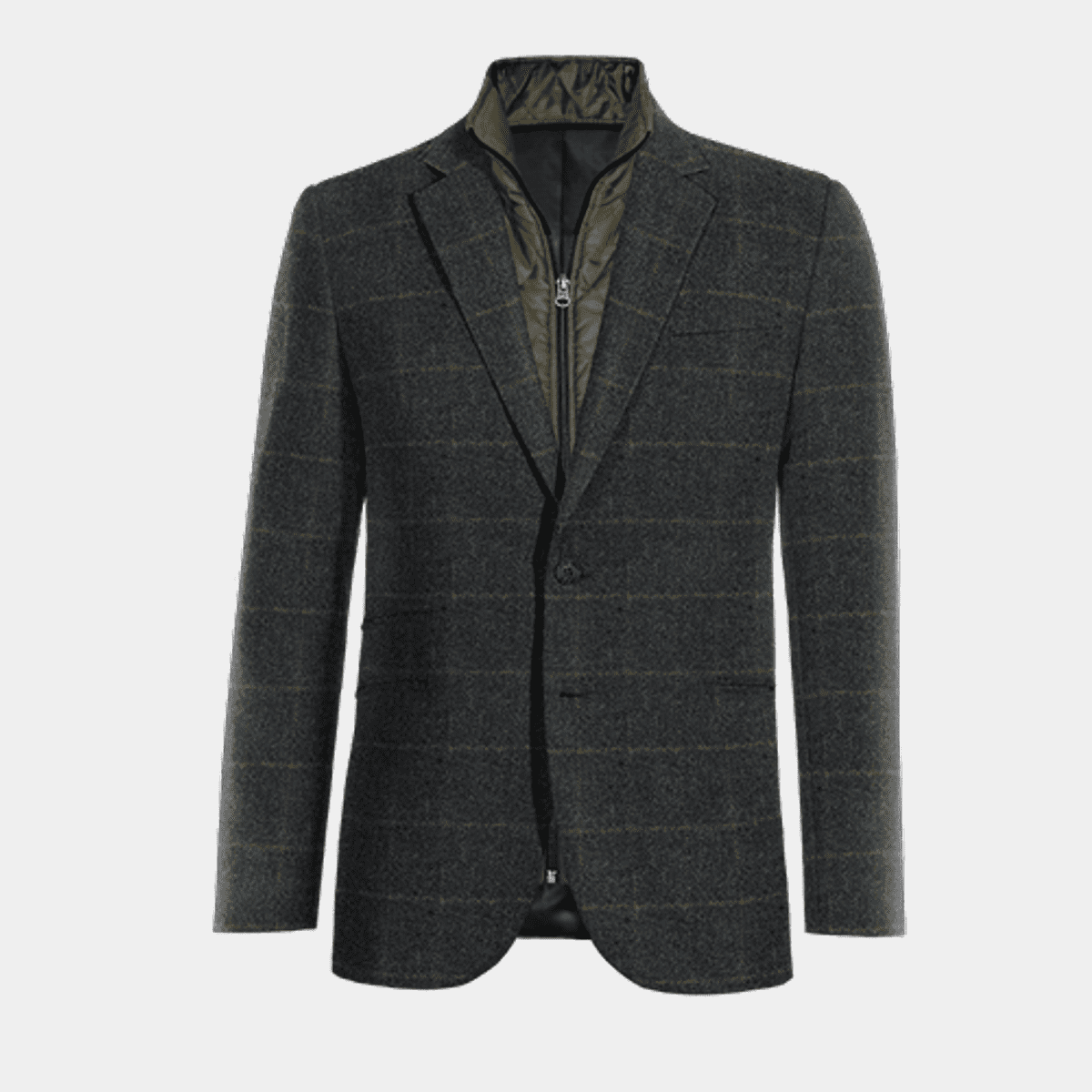 Blue windowpane tweed limited Jacket with elbow patches with padded ...