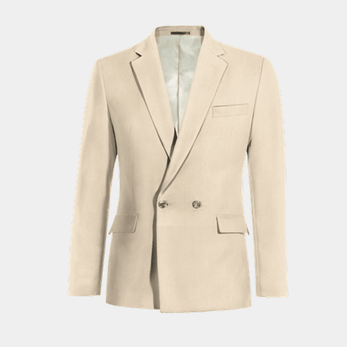 Cream wrinkle-free 2-buttons double-breasted Suit Jacket