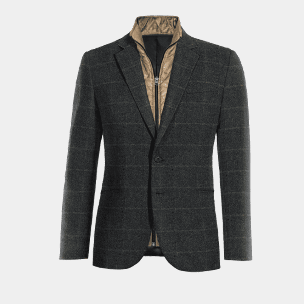 Blue windowpane tweed limited Jacket with elbow patches with removable ...