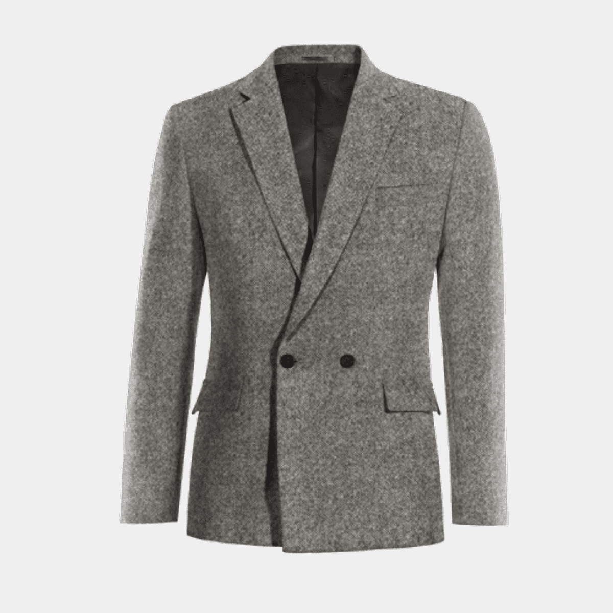 Light gray donegal tweed double-breasted Blazer