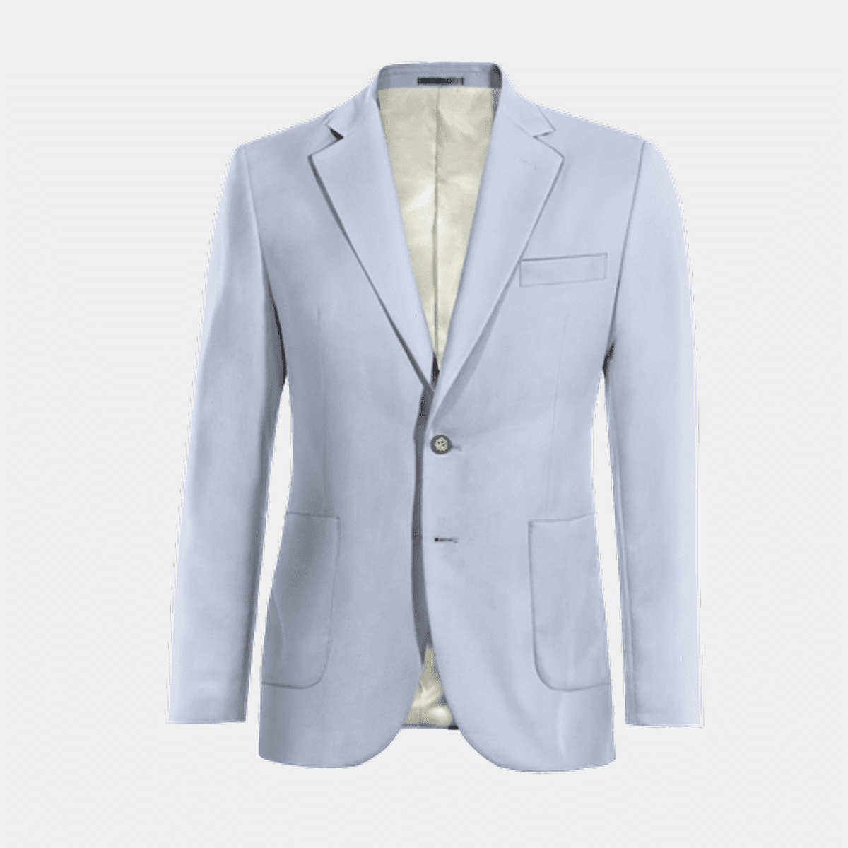 Sky blue wide lapel slim fit Jacket with patched pockets