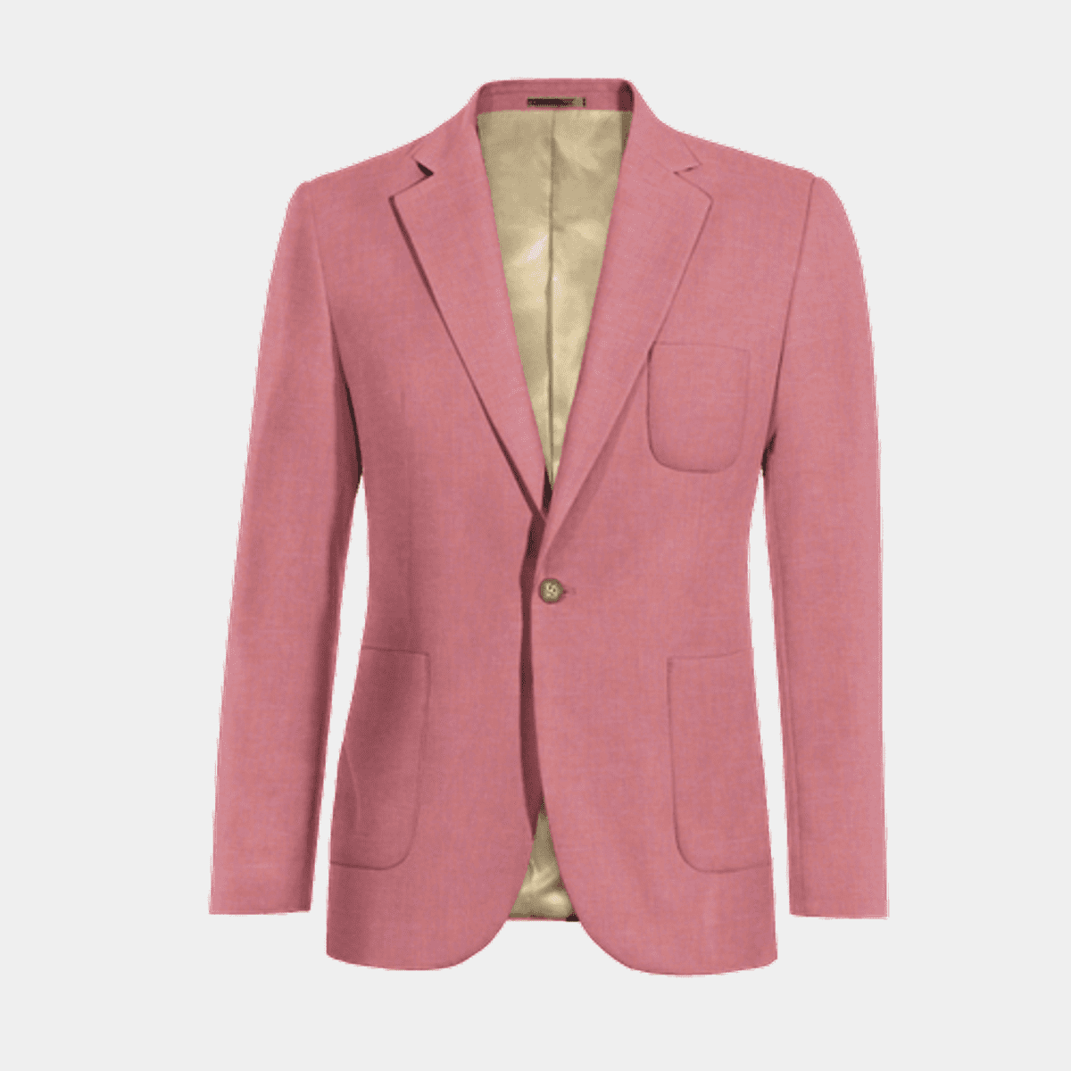 Blush pink lightweight linen wide lapel Jacket with patched pockets