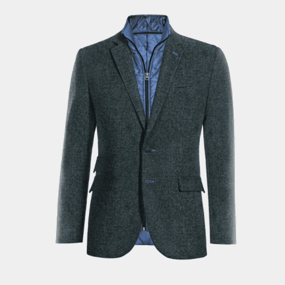 Blue donegal tweed slim fit Blazer with customized threads with ...